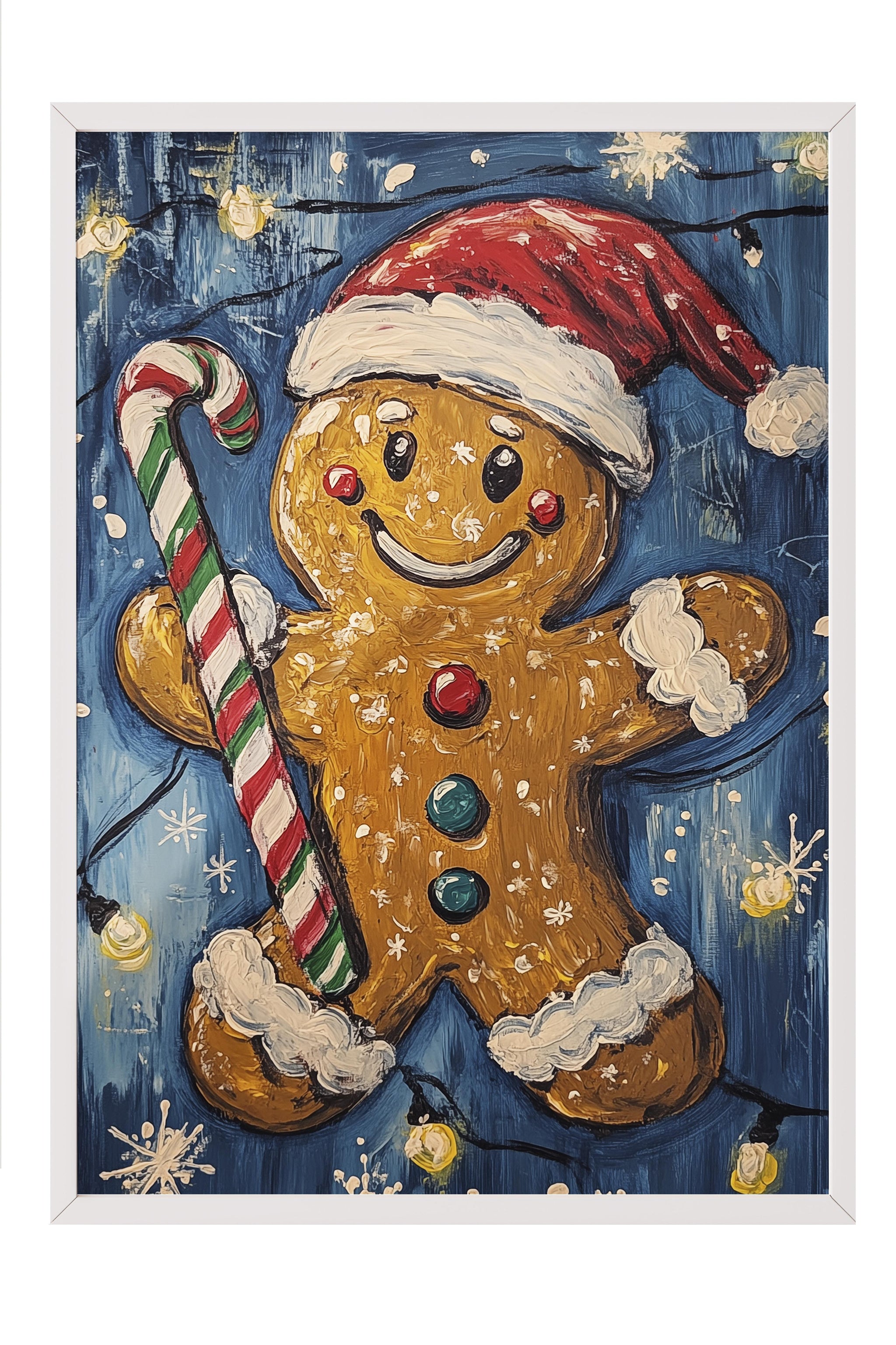 Beyaz Çerçeveli Tablo, Sanatsal Tasarım Duvar Tablosu, Yılbaşı Comfort