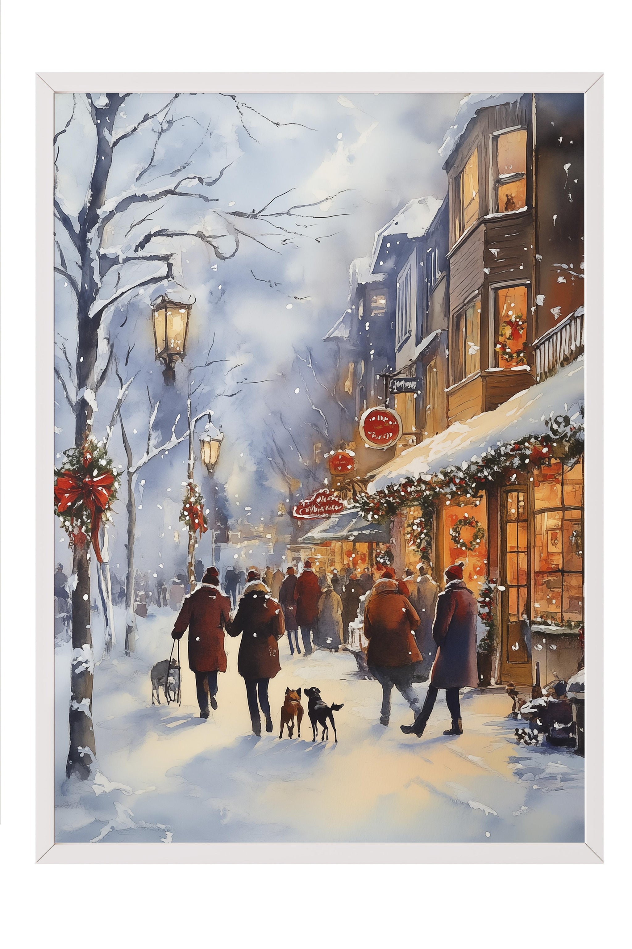 Beyaz Çerçeveli Tablo, Sanatsal Tasarım Duvar Tablosu, Yılbaşı Comfort