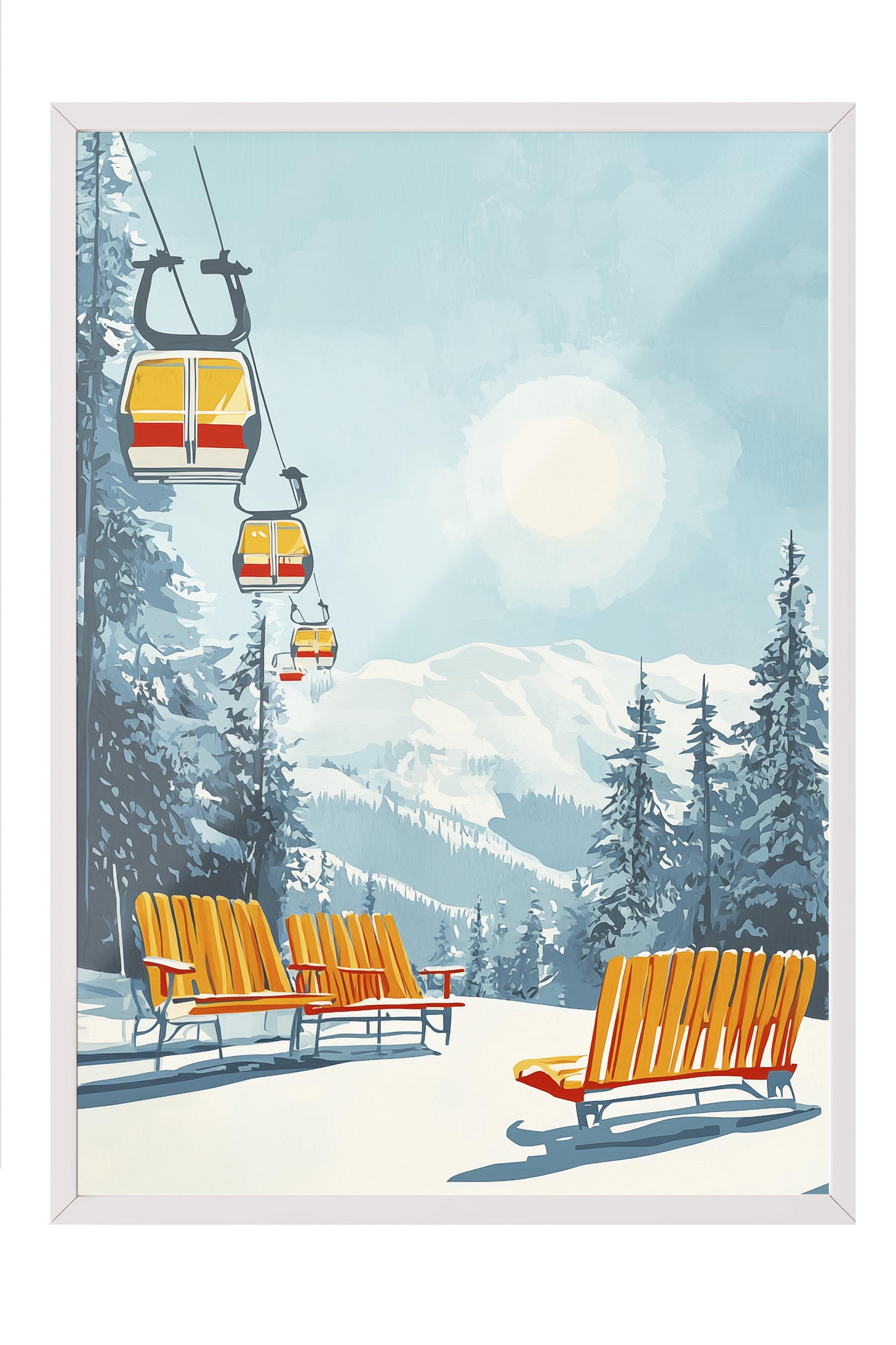 Beyaz Çerçeveli Tablo, Sanatsal Tasarım Duvar Tablosu, Yılbaşı Comfort