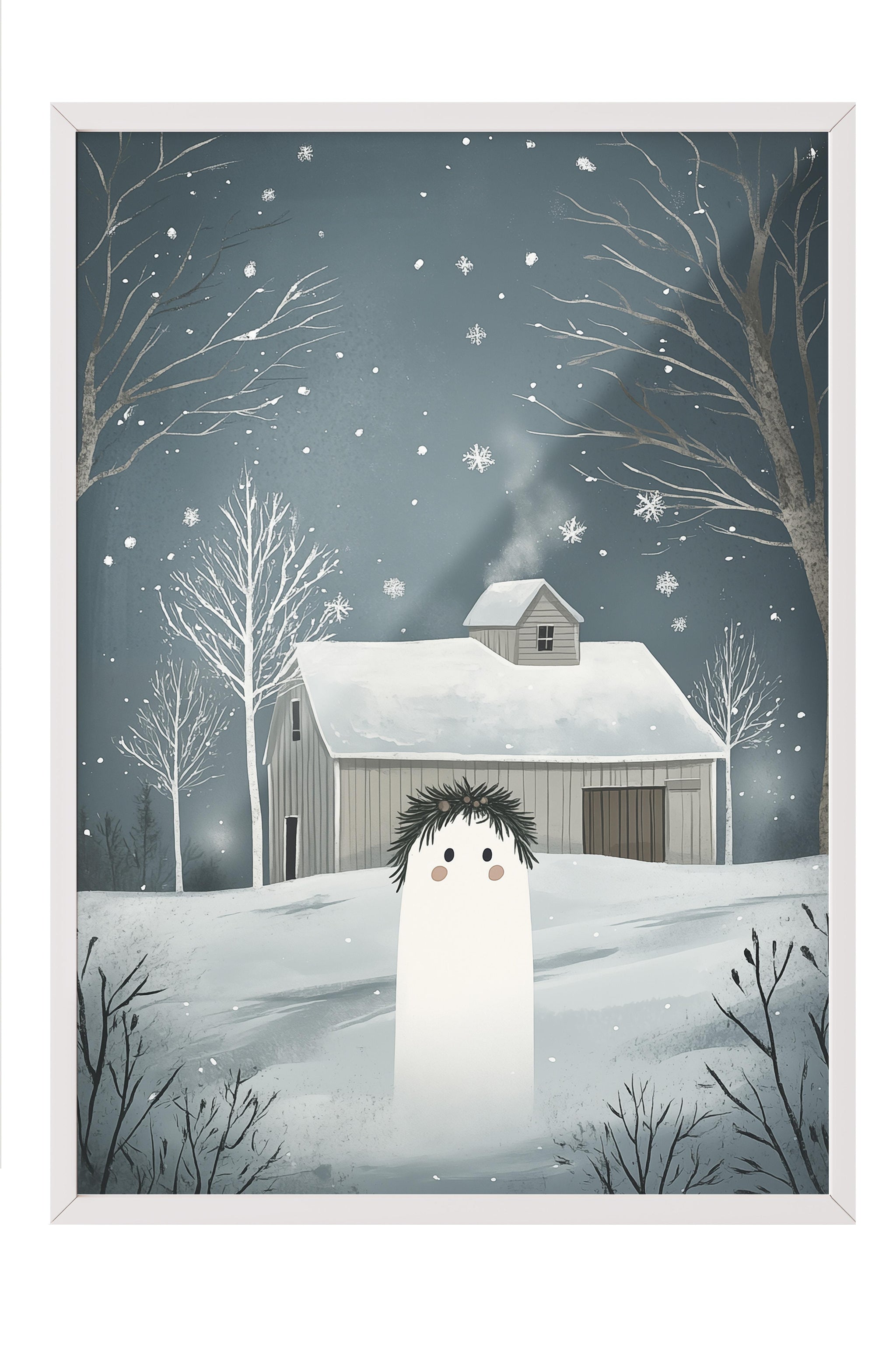 Beyaz Çerçeveli Tablo, Sanatsal Tasarım Duvar Tablosu, Yılbaşı Comfort