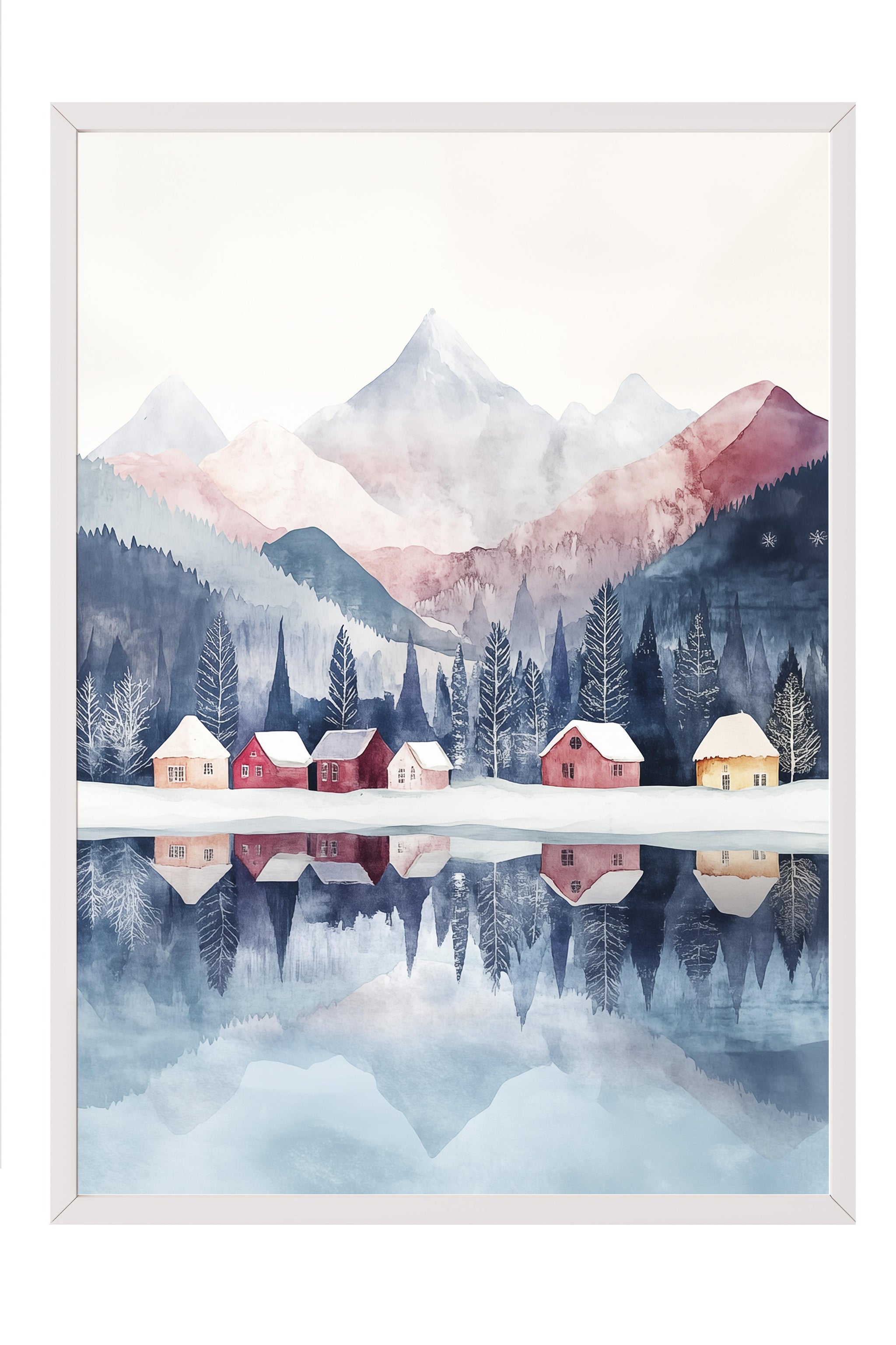 Beyaz Çerçeveli Tablo, Sanatsal Tasarım Duvar Tablosu, Yılbaşı Comfort