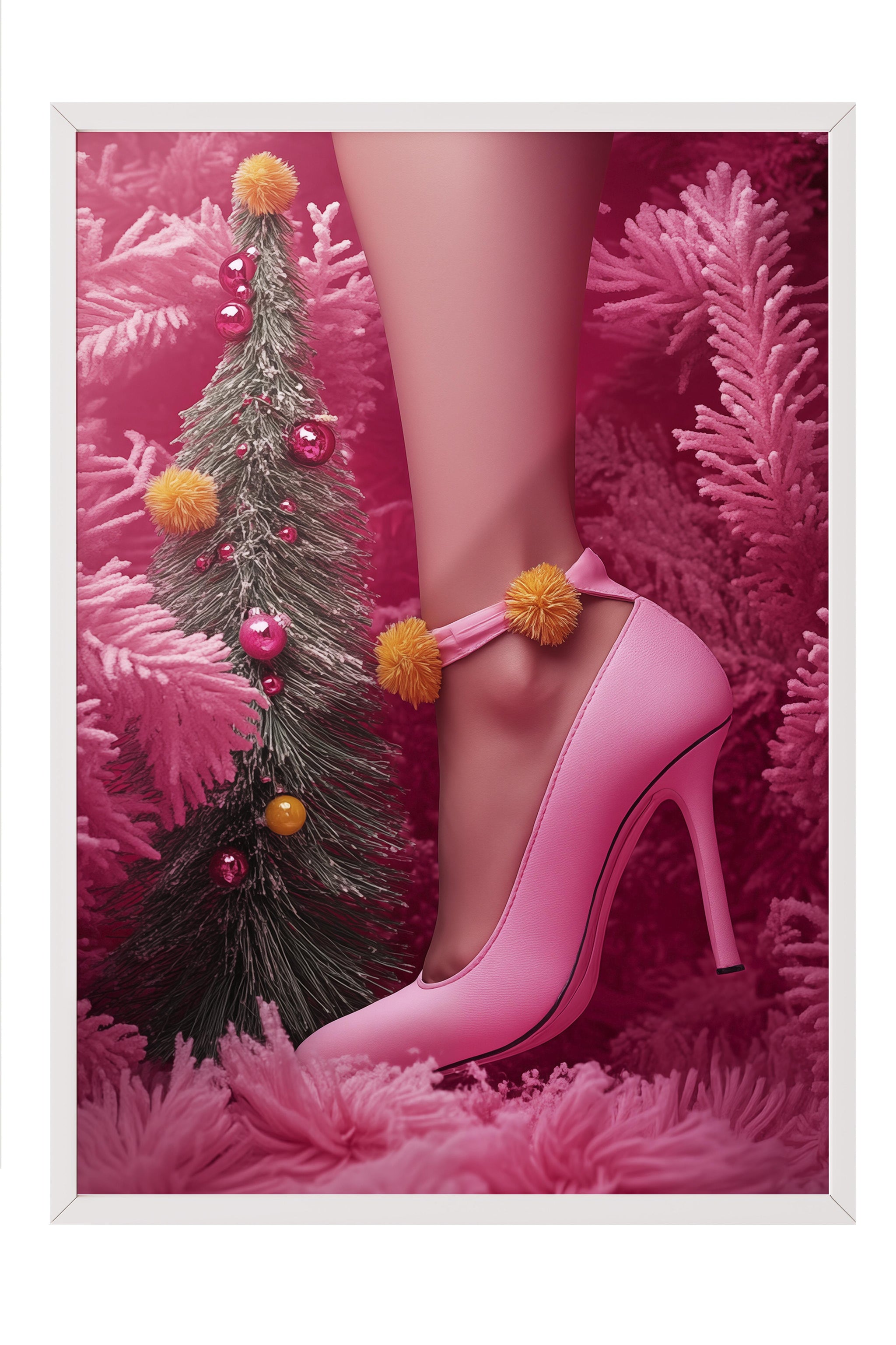 Beyaz Çerçeveli Tablo, Sanatsal Tasarım Duvar Tablosu, Yılbaşı Comfort