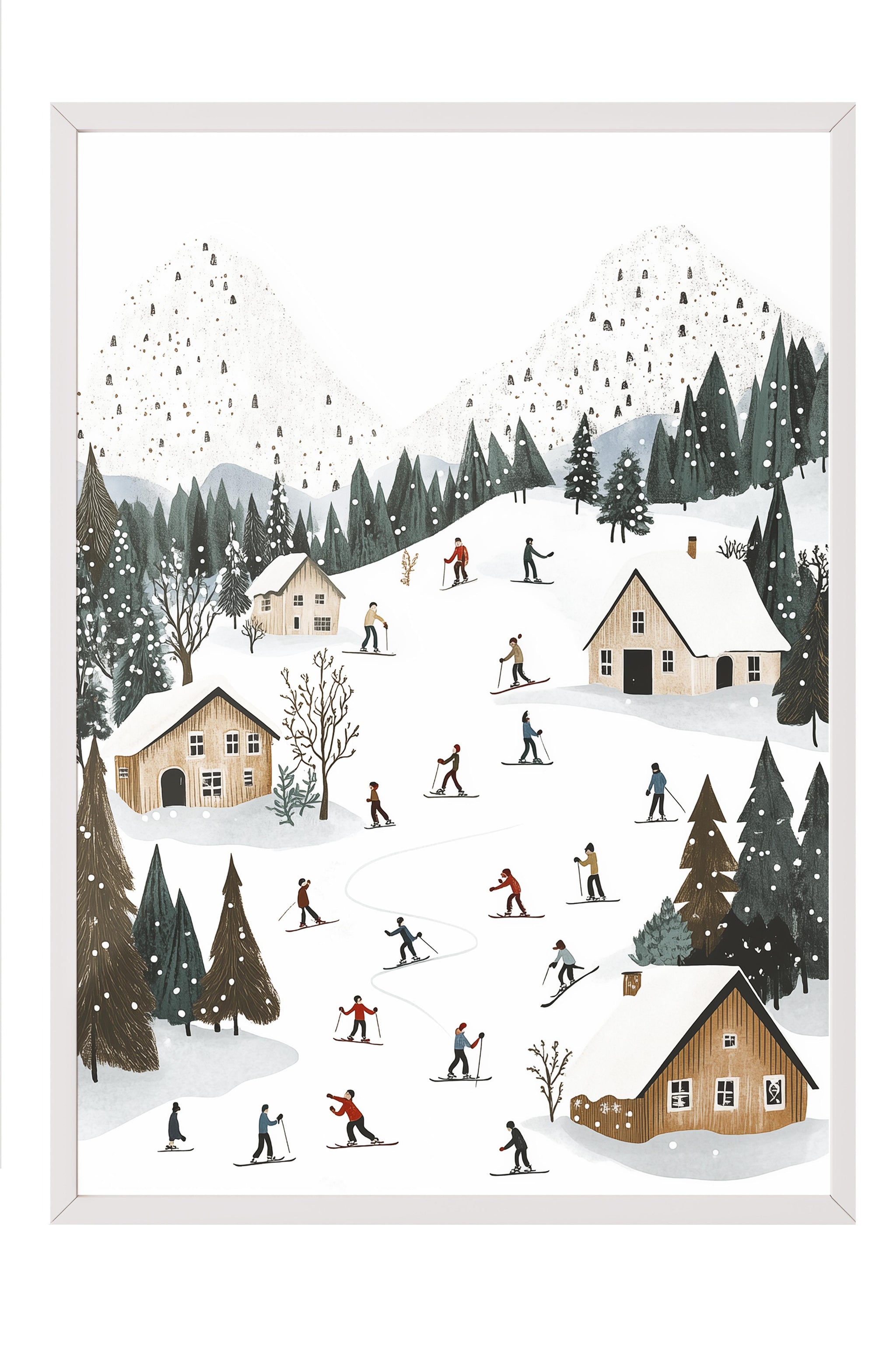 Beyaz Çerçeveli Tablo, Sanatsal Tasarım Duvar Tablosu, Yılbaşı Comfort