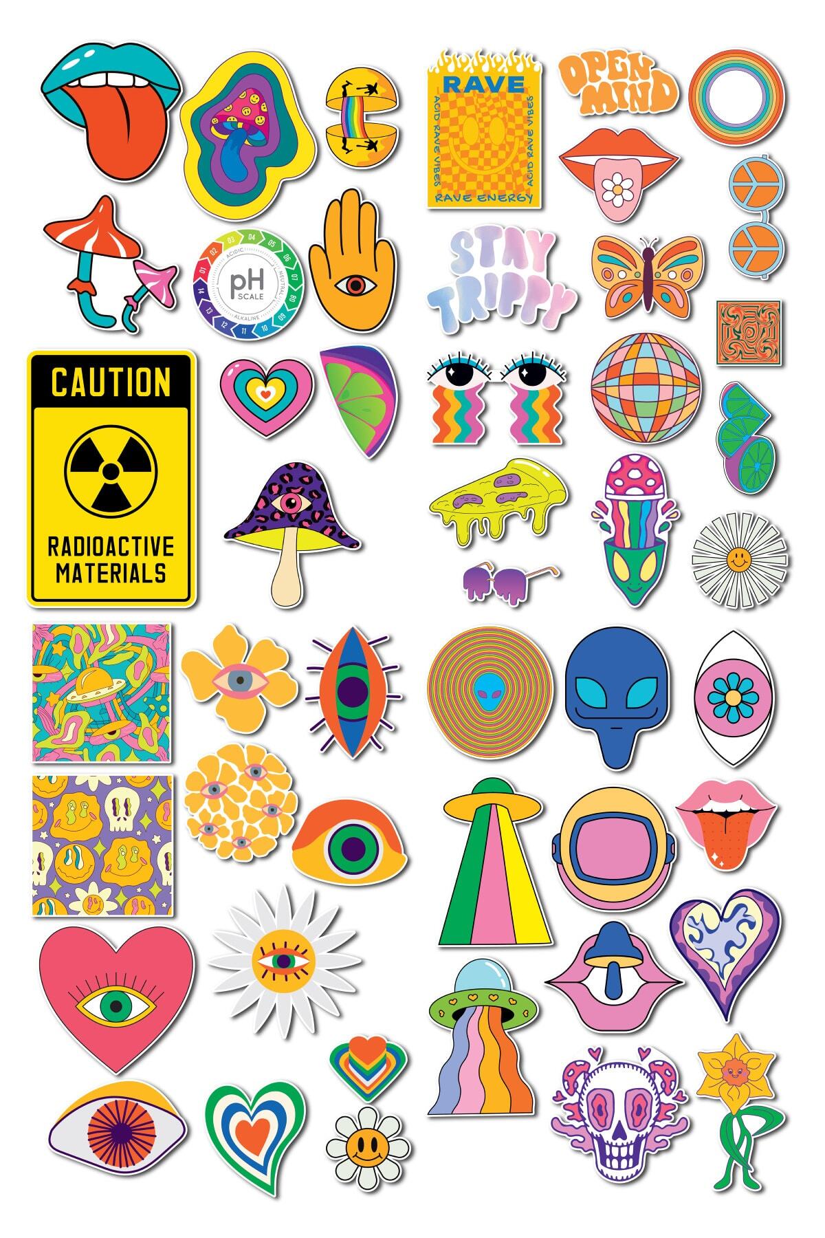 Indie Temalı Sticker Seti - 56 Adet Etiket Seti- Telefon, Tablet, Deft