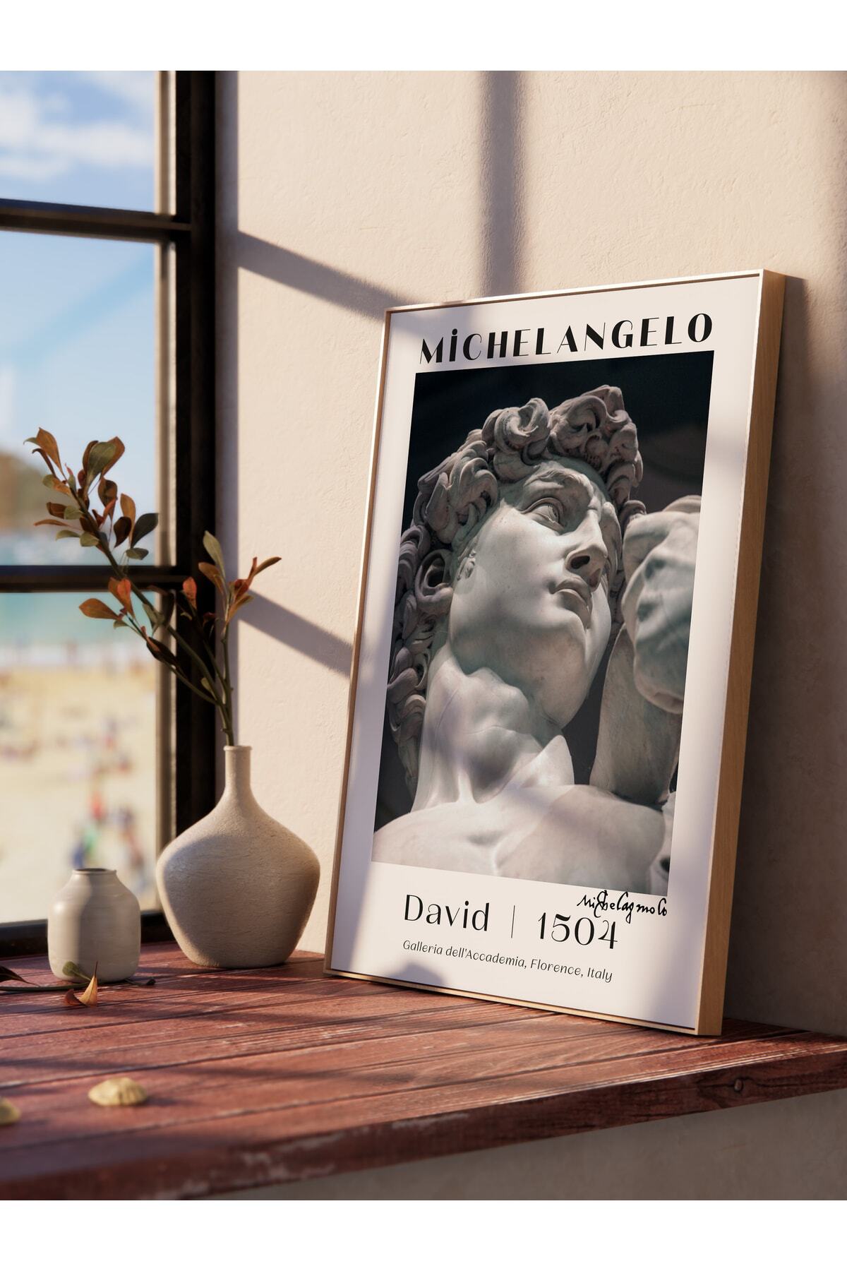 Michelangelo Poster Tablo - David, Davut Heykeli Duvar Posteri - Çerçe