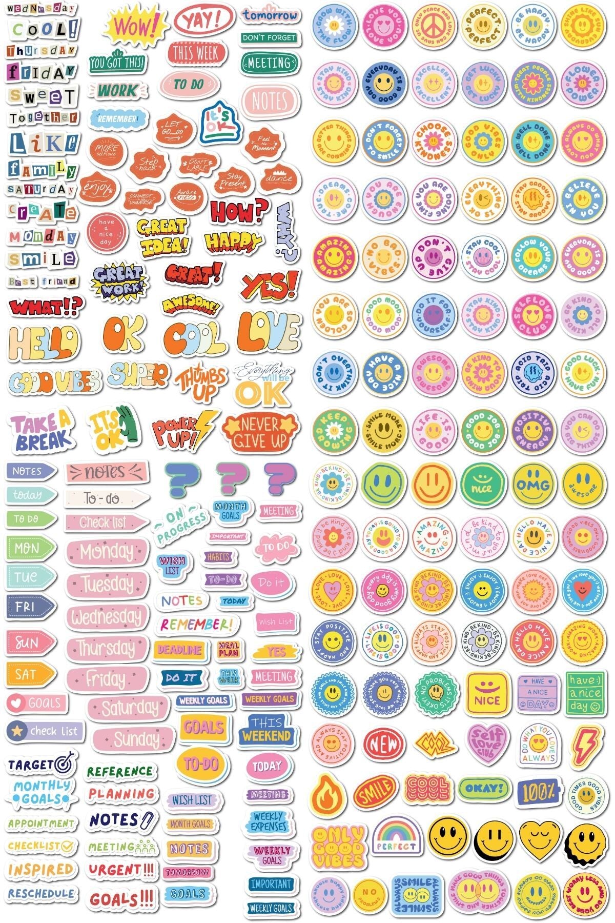 Minimal Sticker Seti - 260 Adet Minimalist Etiket - Cep Telefonu, Note