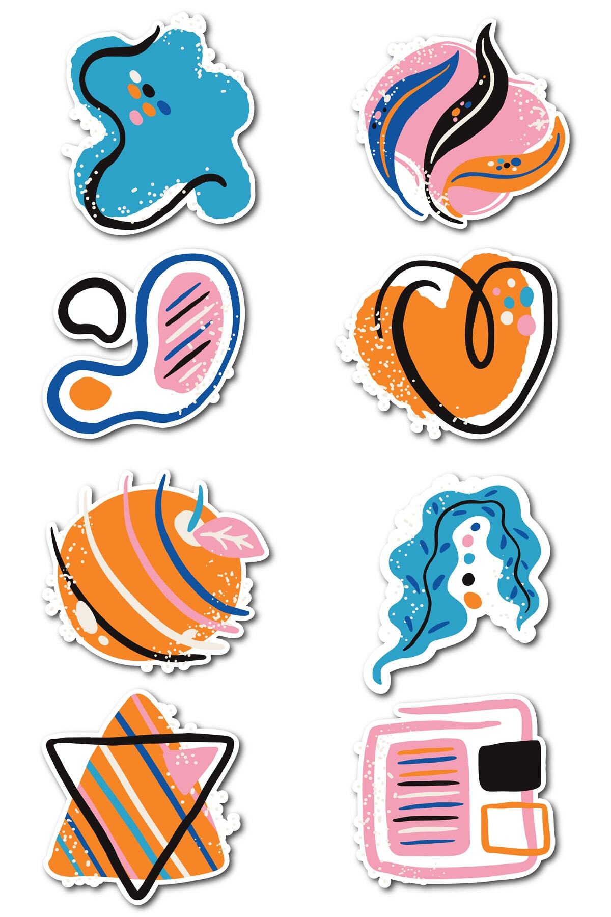 Ofis Temalı Sticker Seti - 8 Adet Etiket Seti- Telefon, Tablet, Defter