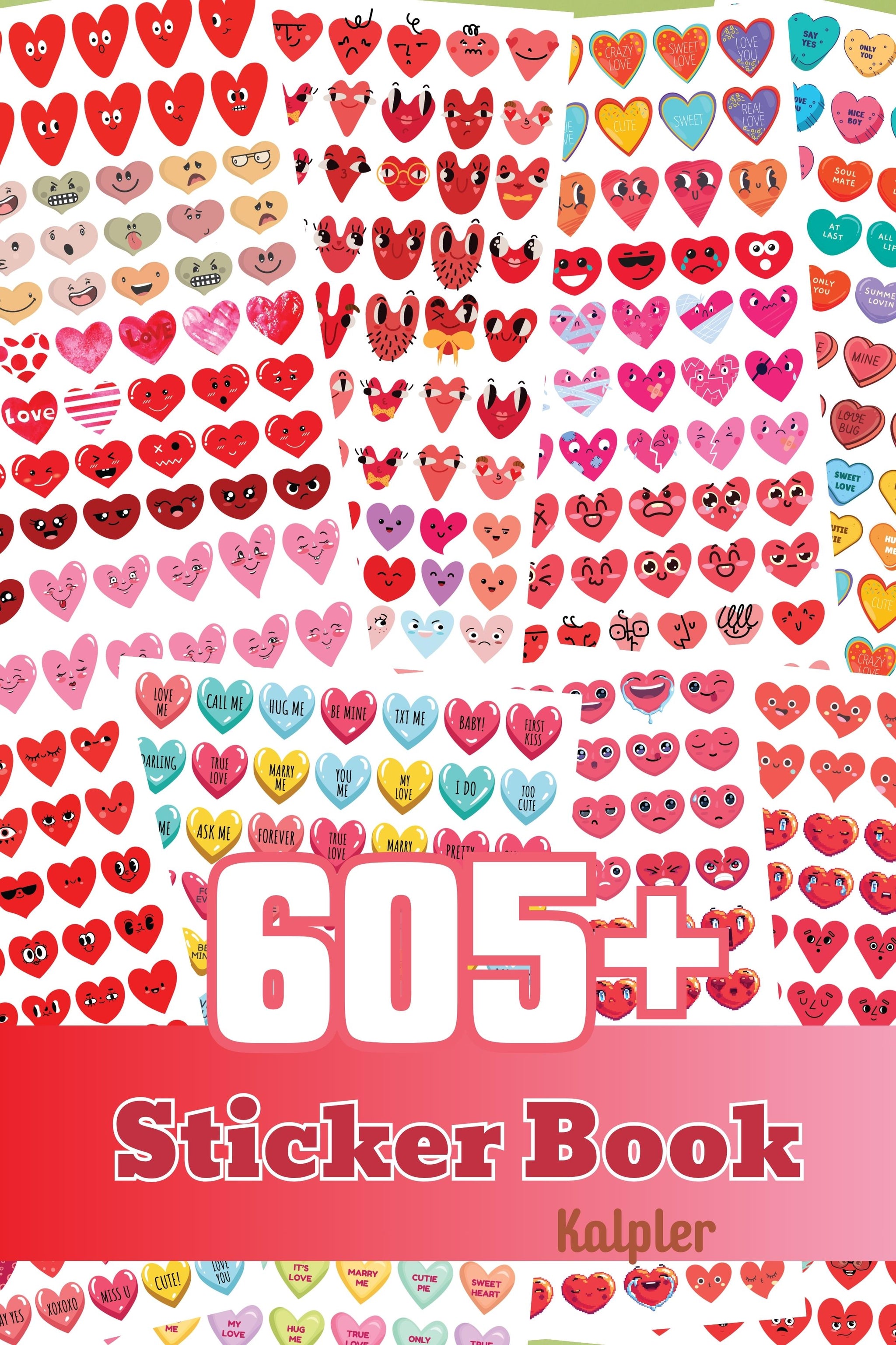 Sticker Defteri, 600 Adet Dev Sticker Etiket Seti, Renkli Kalpler Etik