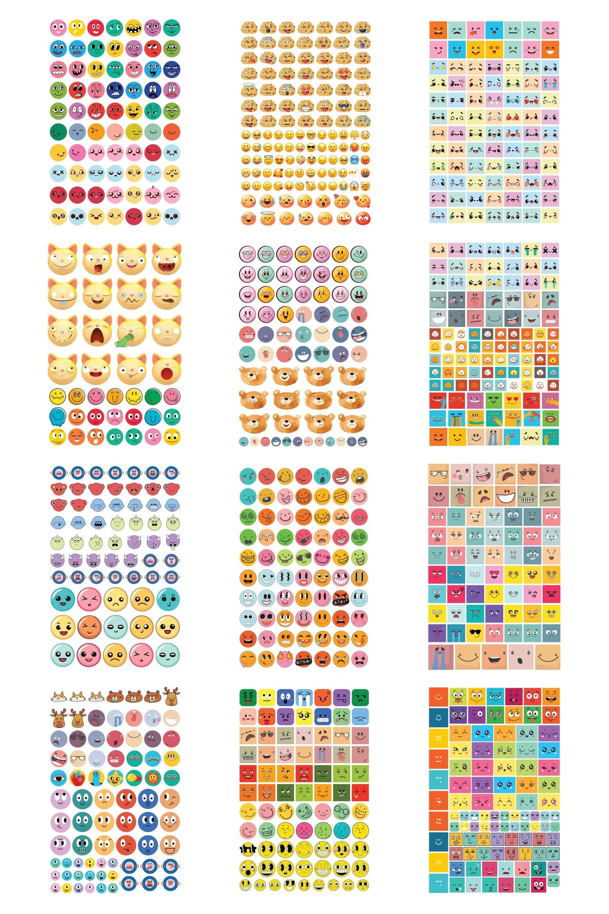 Sticker Defteri, 955 Adet Dev Sticker Etiket Seti, Renkli Emojiler ve