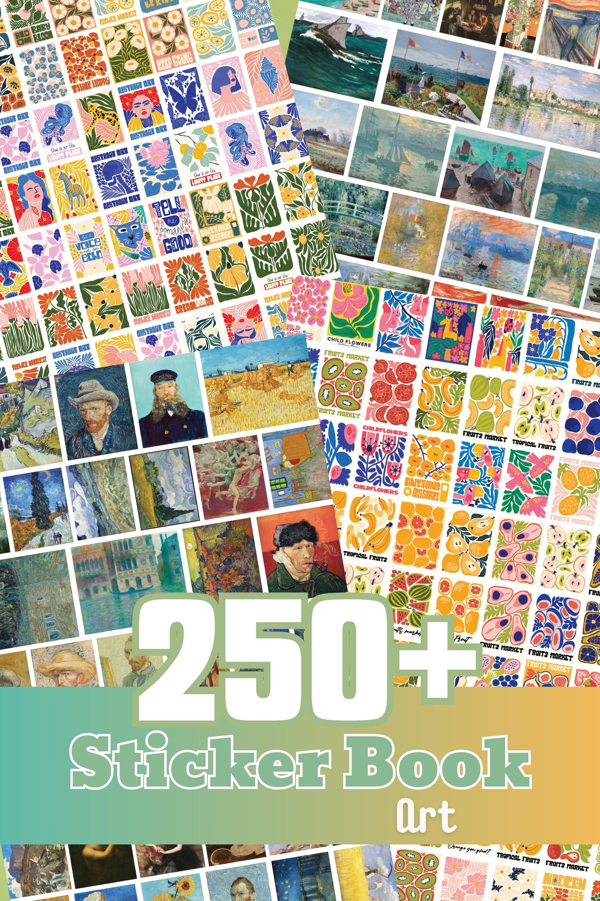 Sticker Seti, 250+ Adet Sanat Temalı Etiket, Sticker Book, Ajanda, Bul